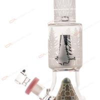 China 31cm Smoking Glass Bong Inner Sandblasted Triangle Inner Layer HBS Materials for sale