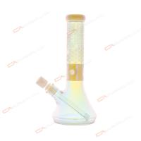 China White Jade Color Glass Bong 33cm 7mm Thick Electroplating Process Ice Catcher Mouthpiece Bowl for sale