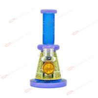 China 8 Inch Tobacco Glass Bong Stone Like Texture 14F Joint White Jade Color for sale