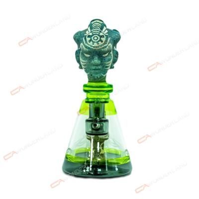 China 22cm 8.7 Inch Glass Bong Indian Style Totem Encaved 3D Head Dab Rig 18F Joint for sale