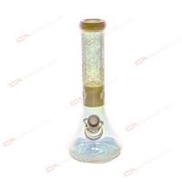 China White Jade Glass Bong 33cm 18F Joint Ice Catcher Electroplating Bowl for sale