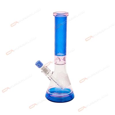 China HBS Sandblasted Glass Bong 15 Inches Height 14mm Joint Beaker Water Pipe for sale
