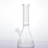 China Glass Bong Beaker 10 Inch Sand Blasted Dot Heart Pattern 19 Mm Female Joint for sale