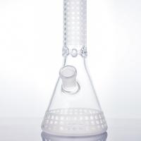 China Glass Bong Beaker 10 Inch Sand Blasted Dot Heart Pattern 19 Mm Female Joint for sale