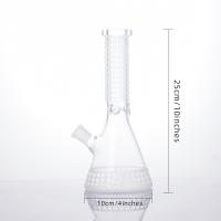 China Glass Bong Beaker 10 Inch Sand Blasted Dot Heart Pattern 19 Mm Female Joint for sale