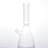 China Glass Bong Beaker 10 Inch Sand Blasted Dot Heart Pattern 19 Mm Female Joint for sale
