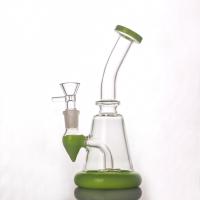 China 8 Inch Glass Dab Rig Jade Color Round Thick Rimmed Base 14mm Female Joint Oil Rig for sale