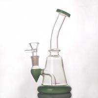 China 8 Inch Glass Dab Rig Jade Color Round Thick Rimmed Base 14mm Female Joint Oil Rig for sale