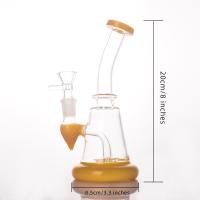 China 8 Inch Glass Dab Rig Jade Color Round Thick Rimmed Base 14mm Female Joint Oil Rig for sale