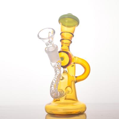 China 7 Inch Glass Dab Rig Telescope Inline Perc Recycler Bong 14mm Female Joint for sale