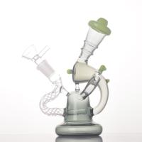 China 7 Inch Glass Dab Rig Telescope Inline Perc Recycler Bong 14mm Female Joint for sale