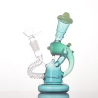 China 7 Inch Glass Dab Rig Telescope Inline Perc Recycler Bong 14mm Female Joint for sale
