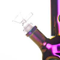 China 16 Inch Electroplated Glass Straight Tube Bong Skull Cylinder Water Pipe 5mm Thick 18mm Joint for sale
