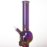 China 16 Inch Electroplated Glass Straight Tube Bong Skull Cylinder Water Pipe 5mm Thick 18mm Joint for sale
