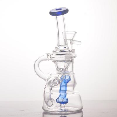 China Glass Dab Rig 5.5 Inches Mini Klein Recycler Rig Double Handle for sale
