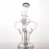China 6 Inch Glass Dab Rig Showerhead Perc Klein Triple Recycler 10mm Female Joint for sale