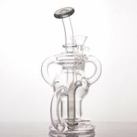 China 6 Inch Glass Dab Rig Showerhead Perc Klein Triple Recycler 10mm Female Joint for sale