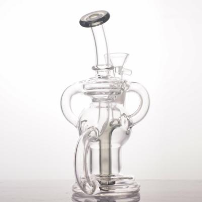 China 6 Inch Glass Dab Rig Showerhead Perc Klein Triple Recycler 10mm Female Joint for sale