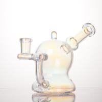 China 5 Inch Mini Glass Dab Rig Electroplated Teapot Water Bong Recycler 14mm Female Joint for sale