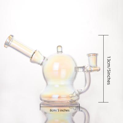 China 5 Inch Mini Glass Dab Rig Electroplated Teapot Water Bong Recycler 14mm Female Joint for sale