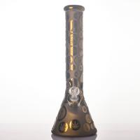 China 14 Inch Glass Beaker Bong 7mm Thick Smile Face Dollar Sticker Water Pipe for sale