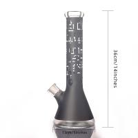 China Glass Beaker Bong 14 Inches Cube Pattern Smoke Grey Black Glass Beaker Bong for sale