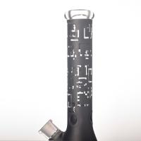 China Glass Beaker Bong 14 Inches Cube Pattern Smoke Grey Black Glass Beaker Bong for sale