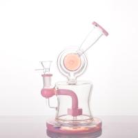 China 7.5 Inch Glass Dab Rig Hollow Drum Recycler Water Bong 14mm Female Joint for sale