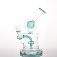 China 7.5 Inch Glass Dab Rig Hollow Drum Recycler Water Bong 14mm Female Joint for sale