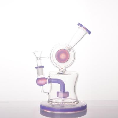 China 7.5 Inch Glass Dab Rig Hollow Drum Recycler Water Bong 14mm Female Joint for sale