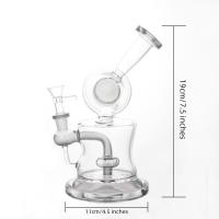 China 7.5 Inch Glass Dab Rig Hollow Drum Recycler Water Bong 14mm Female Joint for sale