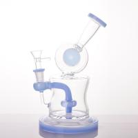 China 7.5 Inch Glass Dab Rig Hollow Drum Recycler Water Bong 14mm Female Joint for sale