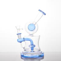 China 7.5 Inch Glass Dab Rig Hollow Drum Recycler Water Bong 14mm Female Joint for sale