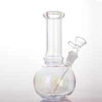 China 6.5 Inch Electroplated Rainbow Glass Water Pipe Ball Chamber Beaker Bong 14mm Female Joint for sale