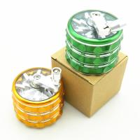 China Herb Grinder 2.5 Inchs 4 Piece Sharp Teeth Hand Crank Spice Grinder Gold for sale