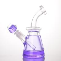 China 9 Inch Bent Neck Oil Filling Recycler Water Bong Double Wall Glass Dab Rig 18mm Female Joint for sale