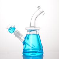China 9 Inch Bent Neck Oil Filling Recycler Water Bong Double Wall Glass Dab Rig 18mm Female Joint for sale