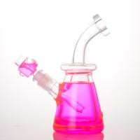 China 9 Inch Bent Neck Oil Filling Recycler Water Bong Double Wall Glass Dab Rig 18mm Female Joint for sale