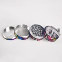China Zinc Alloy 4 Piece Herb Grinder 55mm Hand Crank with Pollen Catcher for sale