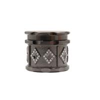 China Zinc Alloy Herb Grinder 53x60mm 4 Layer Rhinestone Tobacco Spice Crusher for sale
