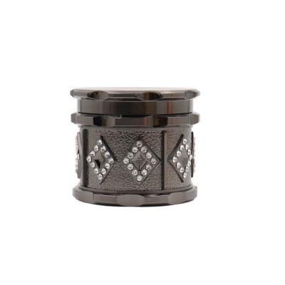 China Zinc Alloy Herb Grinder 53x60mm 4 Layer Rhinestone Tobacco Spice Crusher for sale