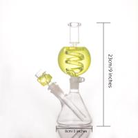 China 9″ Freezable Glycerin Coil Glass Beaker Bong Ball Shape Multiple Colors for sale