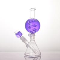 China 9″ Freezable Glycerin Coil Glass Beaker Bong Ball Shape Multiple Colors for sale