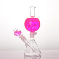 China 9″ Freezable Glycerin Coil Glass Beaker Bong Ball Shape Multiple Colors for sale