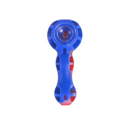 China 4.3 Inch Silicone Dab Spoon Pipe with Glass Bowl and Built-in Stash Jar for sale