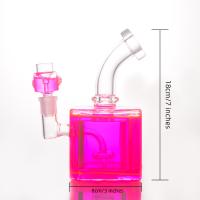 China 7 Inch Glass Water Bong Diamond Cube Glycerin Freezable 14mm Female Joint for sale