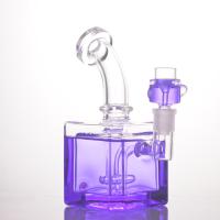 China 7 Inch Glass Water Bong Diamond Cube Glycerin Freezable 14mm Female Joint for sale