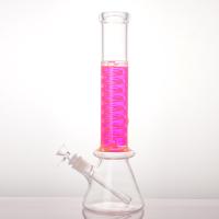 China 14 Inch Glycerin Infused Freezable Coil Glass Water Pipe Beaker Bong 5mm Thick for sale