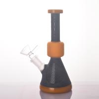 China 7 Inch Thick Glass Beaker Bong with Honeycomb Pattern Percolator and 14mm Glass Bowl for sale