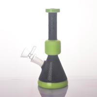 China 7 Inch Thick Glass Beaker Bong with Honeycomb Pattern Percolator and 14mm Glass Bowl for sale